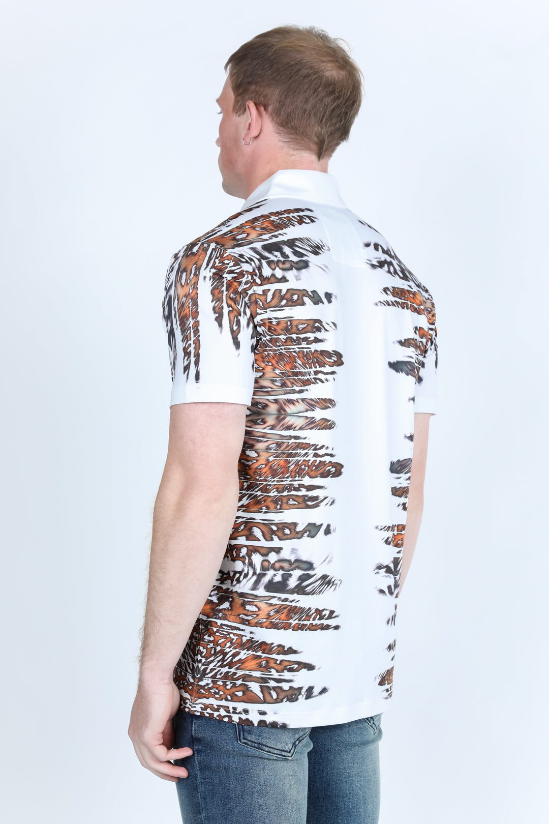 Mens Modern Fit Stretch Baroque Print Polo with Rhinestones – Platini ...