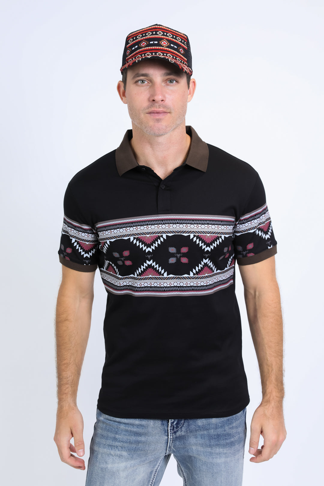 Mens Aztec Baseball Black/Burgundy Cap – Platini Fashion