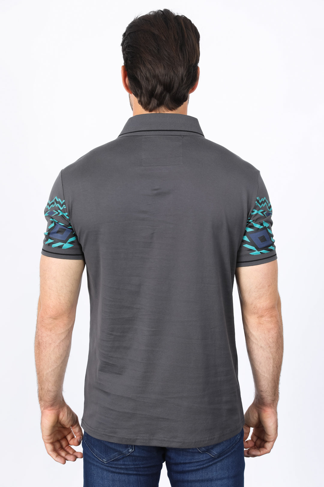 Men's Grey Aztec Panoramic Print Polo – Platini Fashion