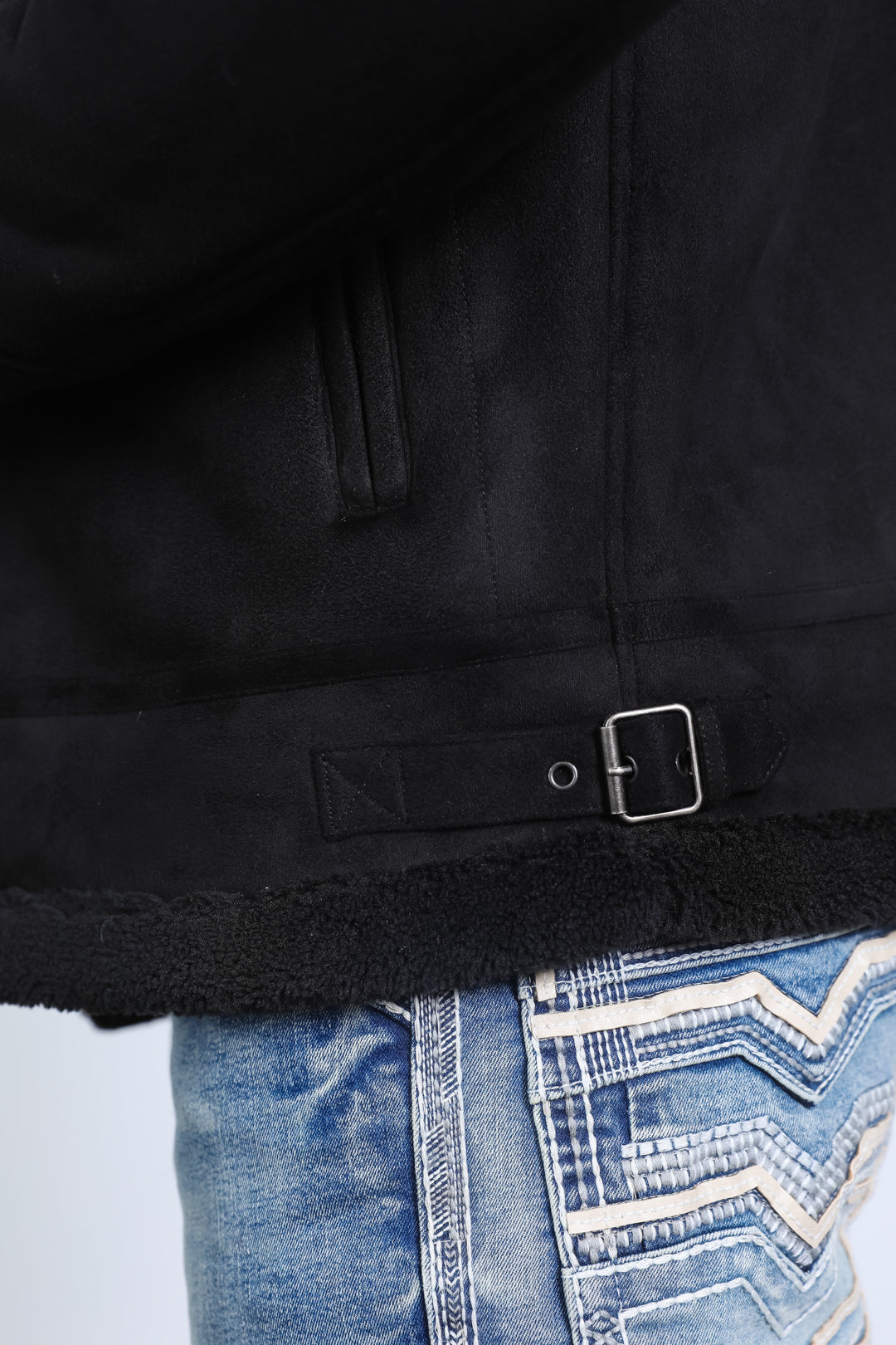 Men's Suede Black Jacket w/ Faux Shearling-lined – Platini Fashion