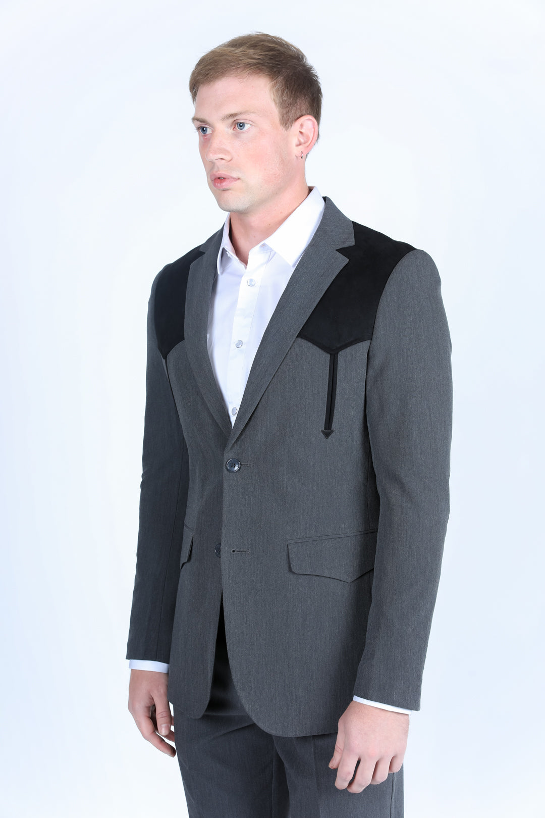 Men's Western Suit Sport Coat with Suede Yokes and Elbow Patches – Platini Fashion