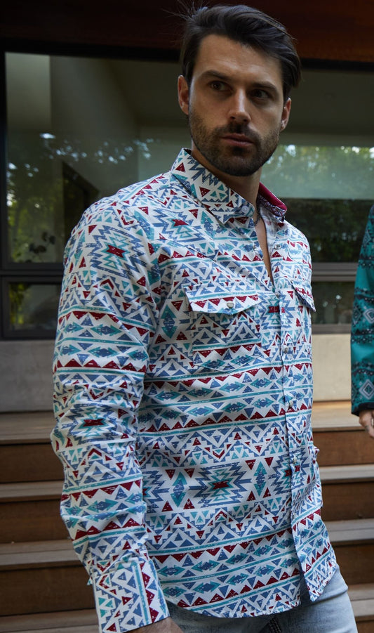 Aztec Long Sleeve Dress Shirts – Platini Fashion